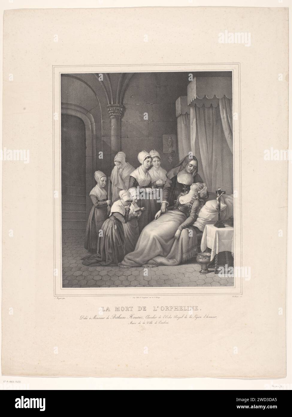 Deathbed of an orphan girl, Nicolas Maurin, after Edouard Henri ...