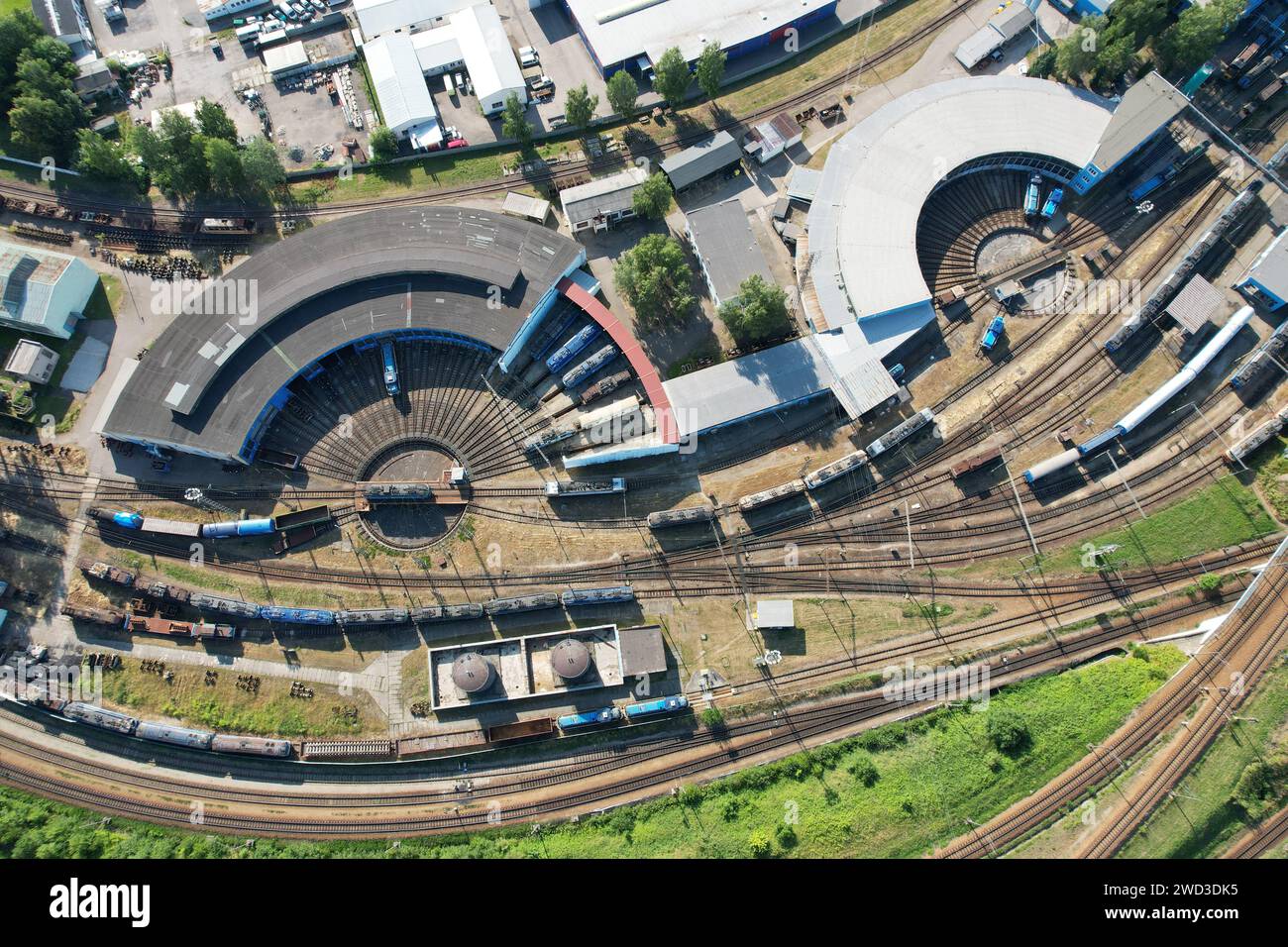 Railway turntable for locomotives aerial view train turntable,aerial ...