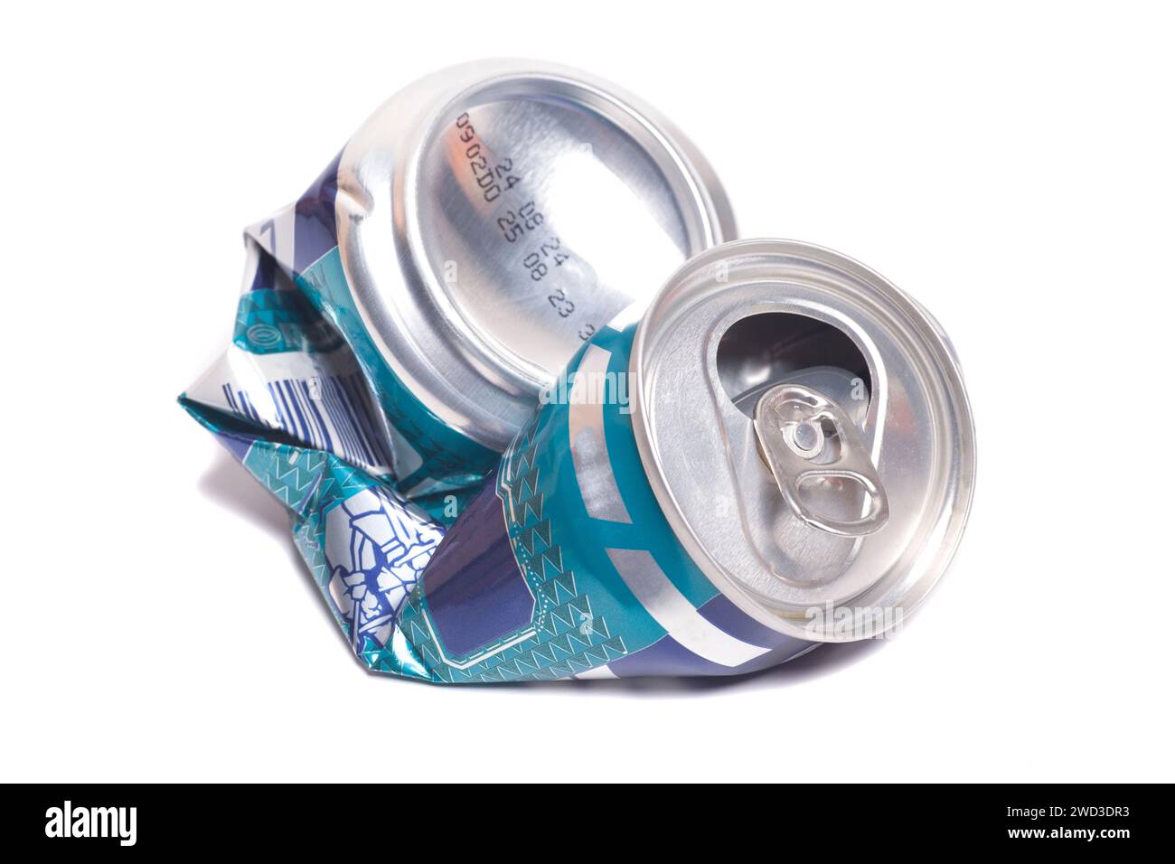 Empty crumpled can from energy drink or beer Stock Photo - Alamy