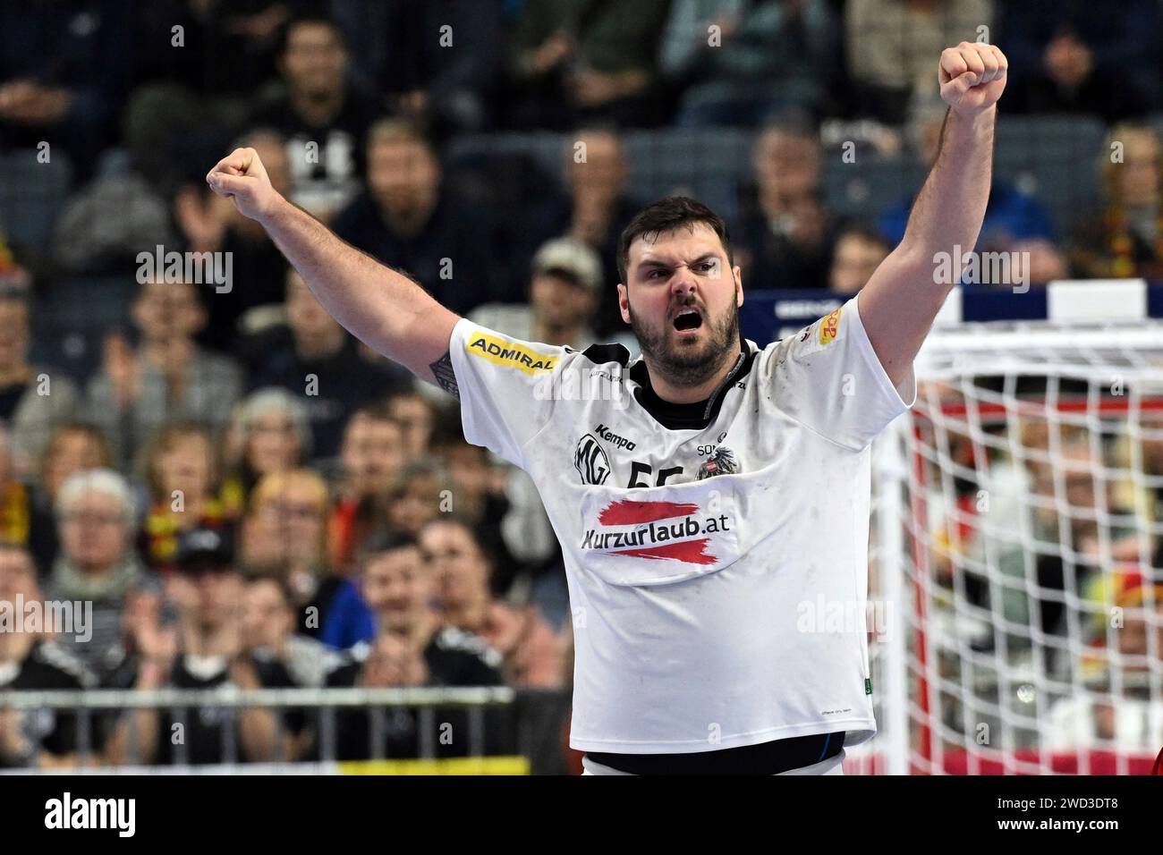 Austria's Tobias Wagner celebrates after scoring a goal during the ...