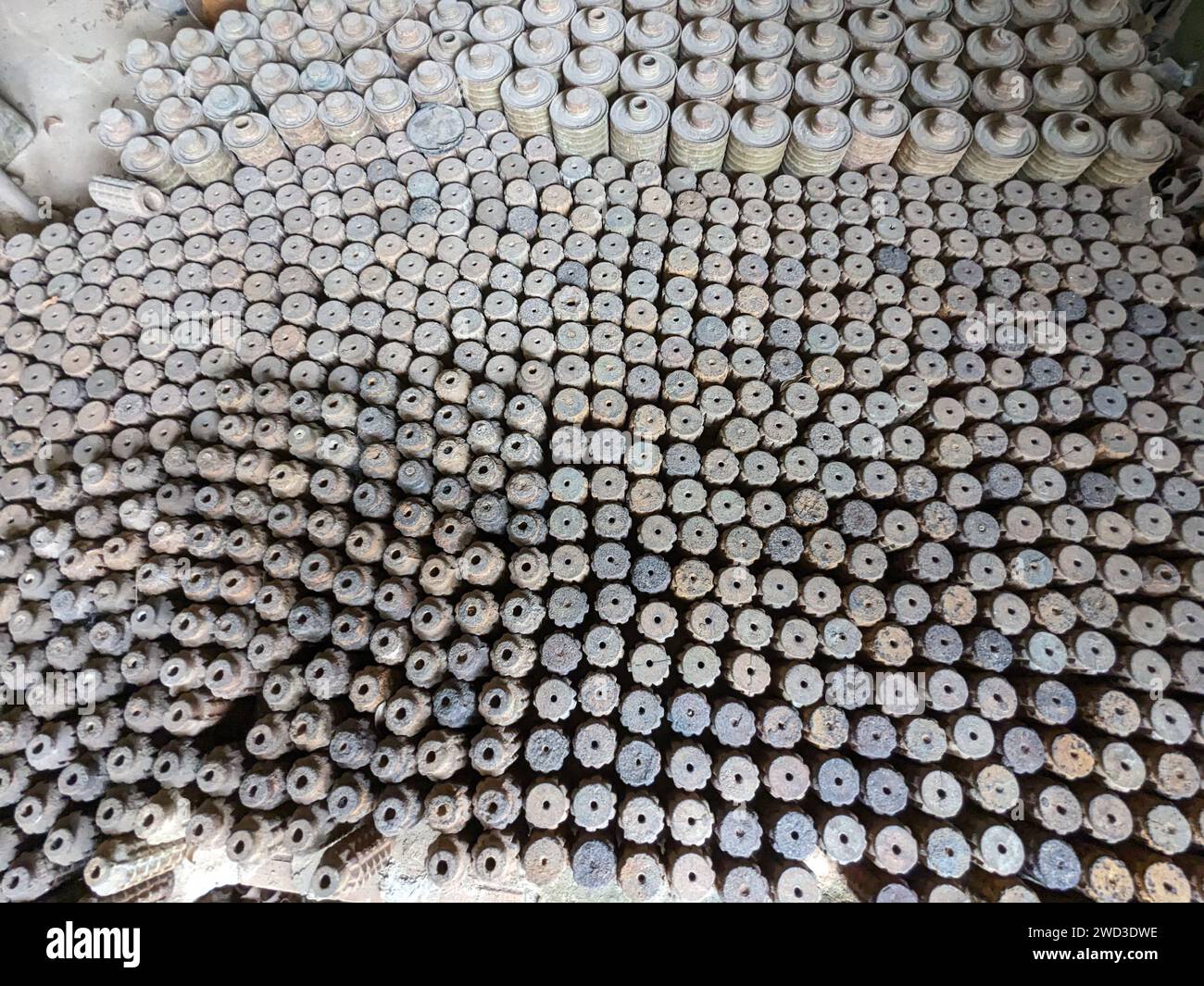 unexploded land mines and cluster bombs remains picked up all around ...