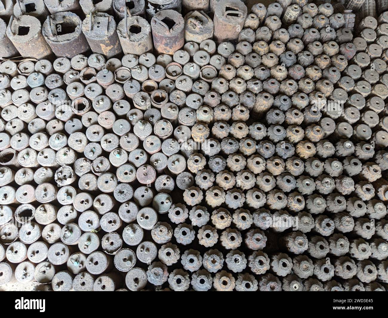 unexploded land mines and cluster bombs remains picked up all around ...