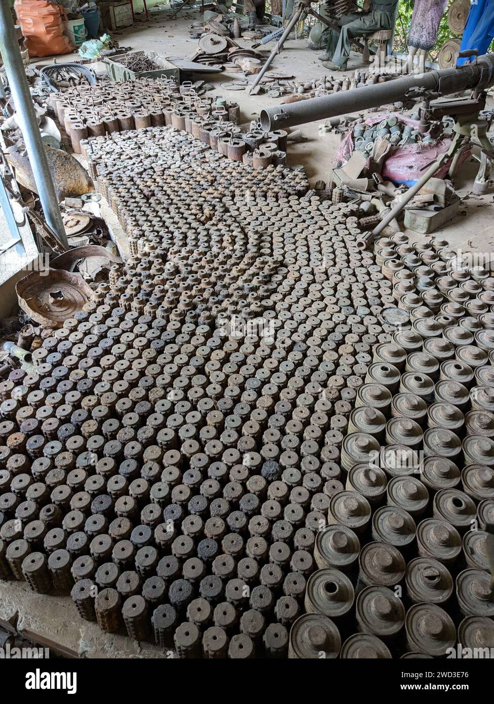 unexploded land mines and cluster bombs remains picked up all around ...