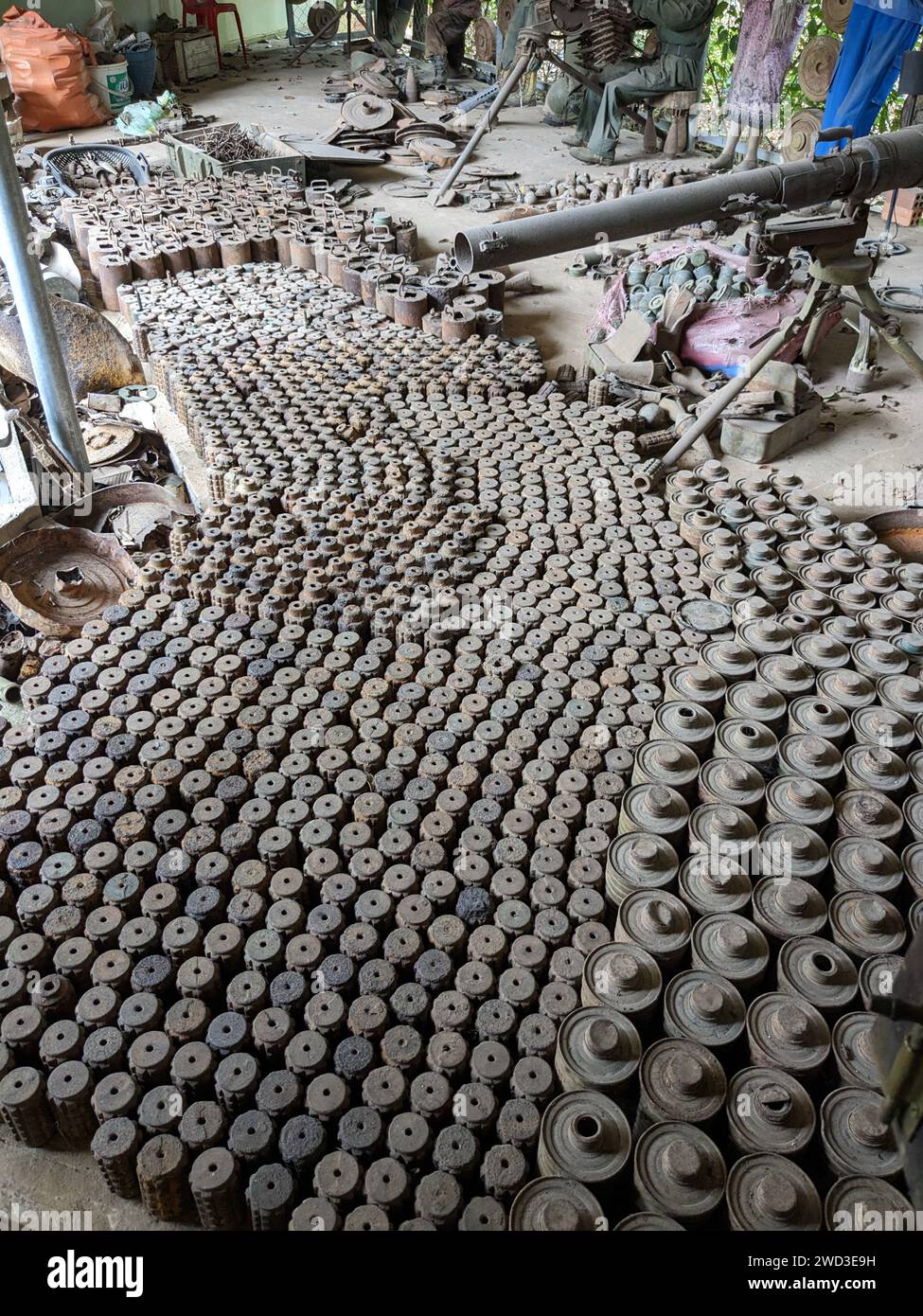 unexploded land mines and cluster bombs remains picked up all around ...