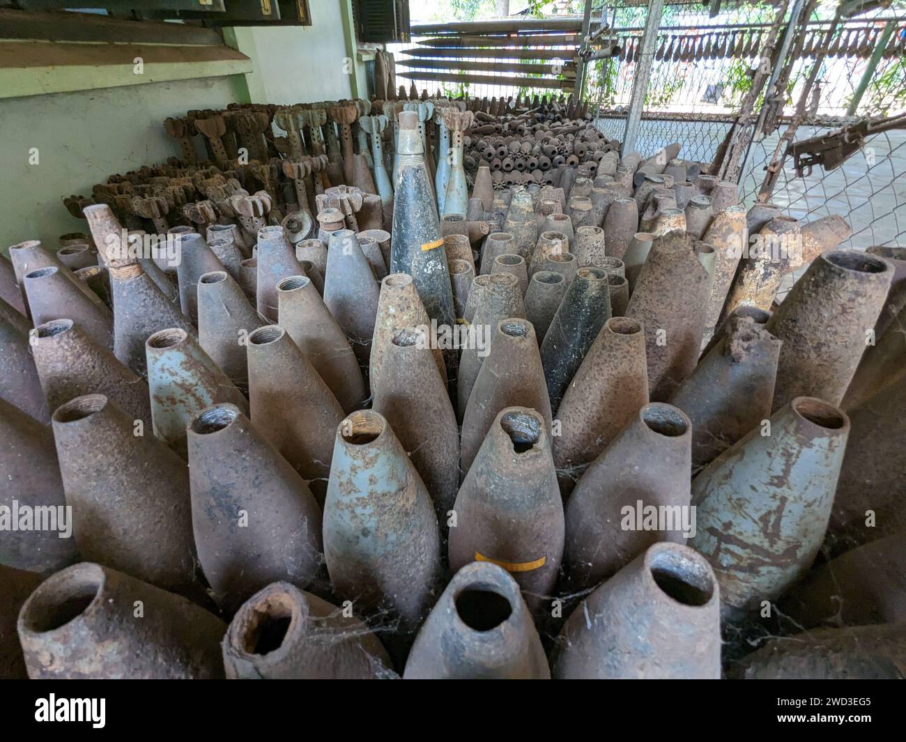 unexploded land mines and cluster bombs remains picked up all around ...