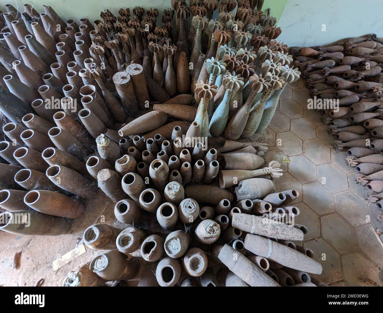 unexploded land mines and cluster bombs remains picked up all around ...