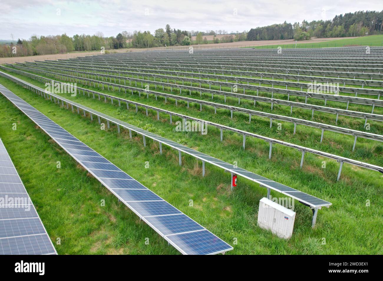 Modern solar power plant, photovoltaic panels green energy electricity ...