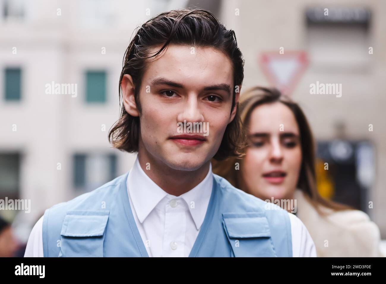 Milan, Italy. 14th Jan, 2024. Louis Partridge is attending the Milan ...