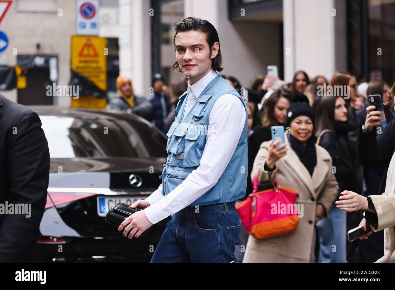Milan, Italy. 14th Jan, 2024. Louis Partridge is attending the Milan ...