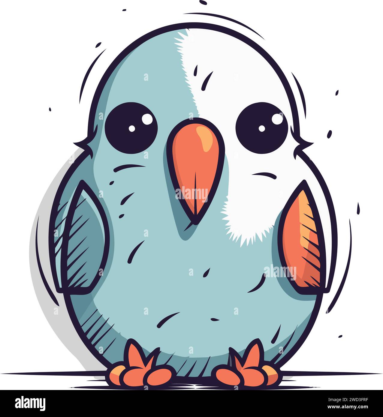 Cute blue parrot. Cartoon vector illustration isolated on white ...