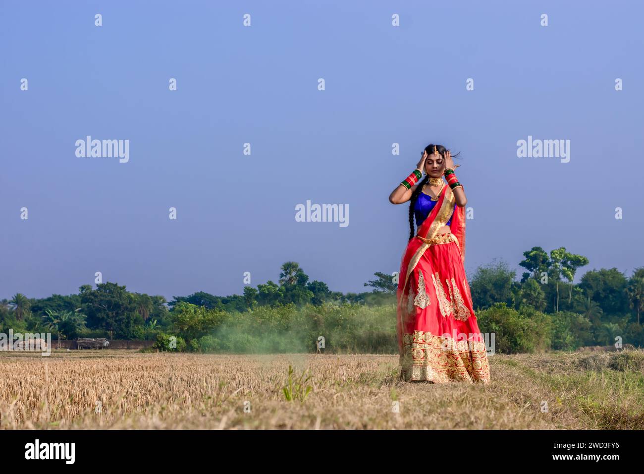 Indian rural girl smiling and enjoying nature. Freedom concept Stock ...