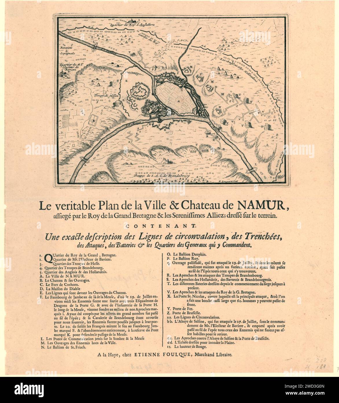 Map of the siege of Namur, 1695, Daniel Bongaert, 1695 print Plan of Namur and the immediate ...