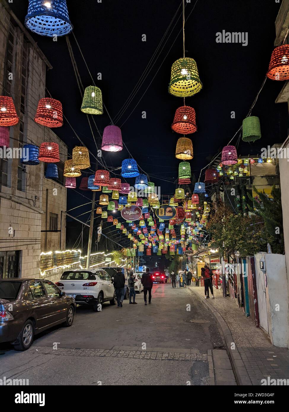 rainbow street light in downtown of Amman, Jordan, abstract patterns ...