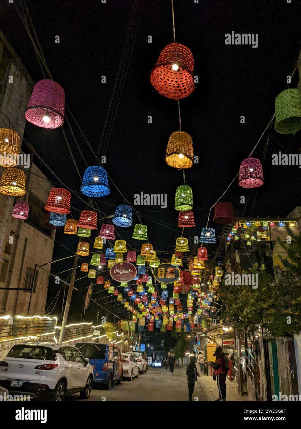 rainbow street light in downtown of Amman, Jordan, abstract patterns ...