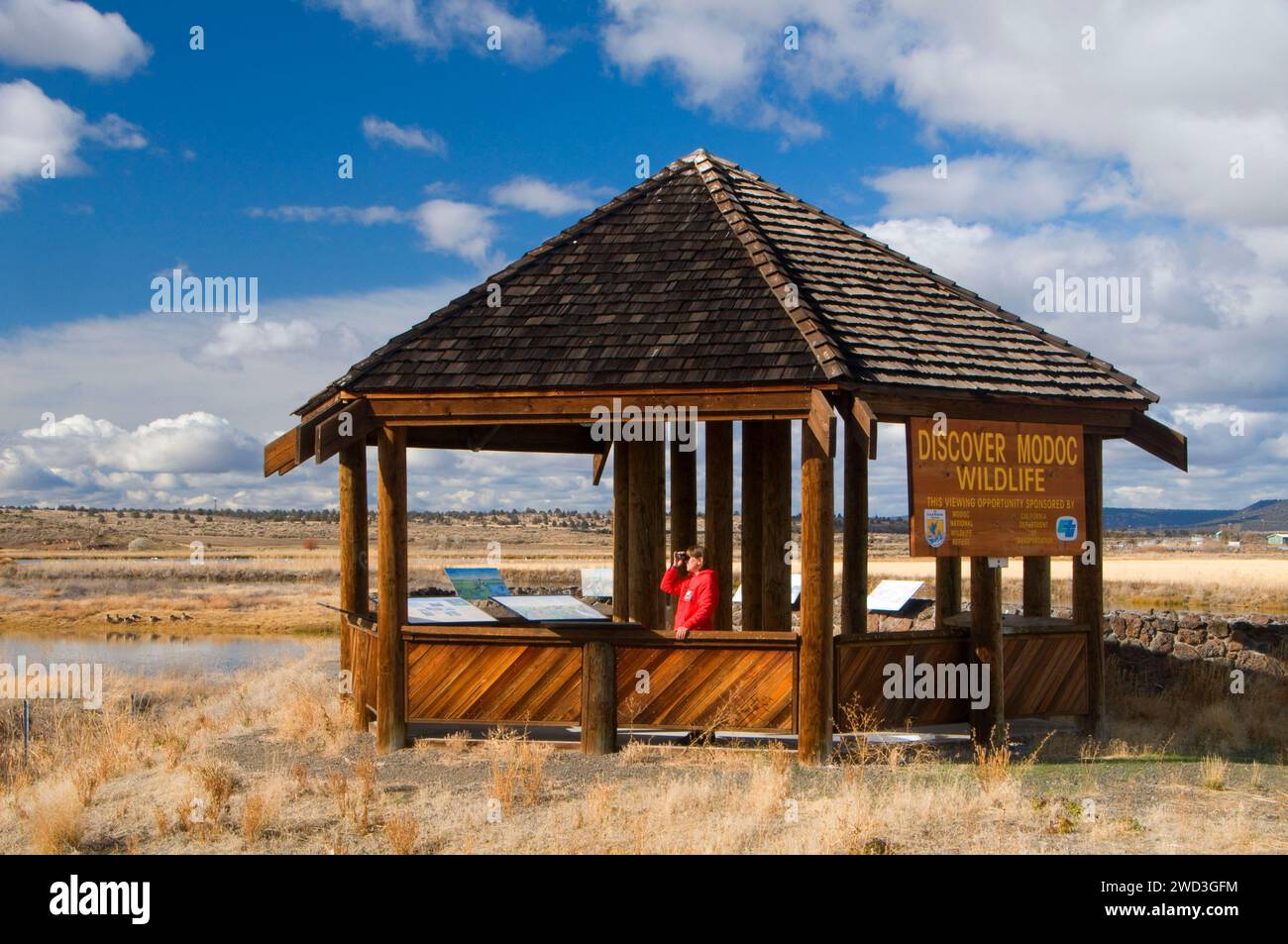 Wildlife viewing shelter, Modoc National Wildlife Refuge, California ...