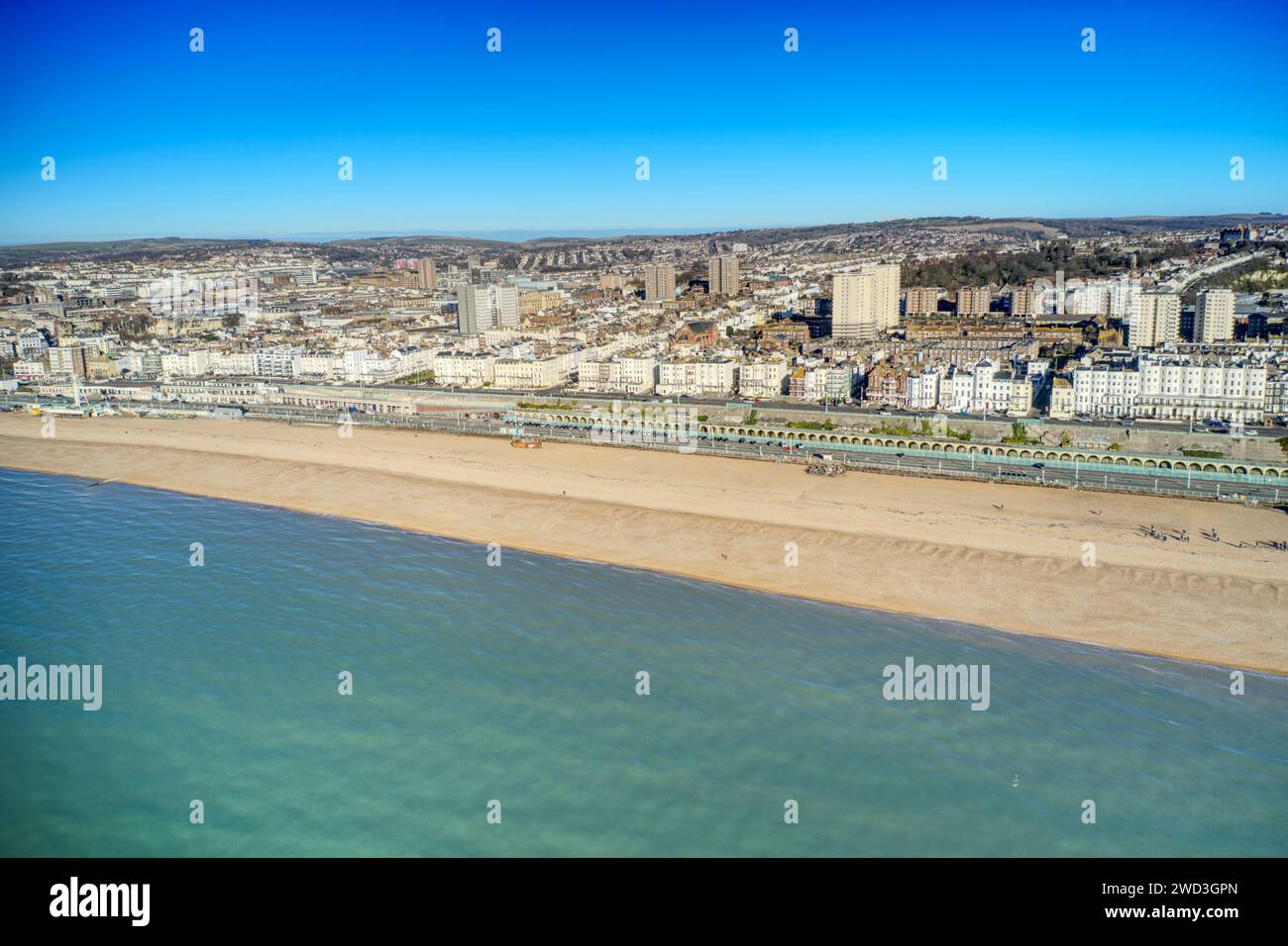 Brighton seafront with Victorian buildings along Marine Drive and ...