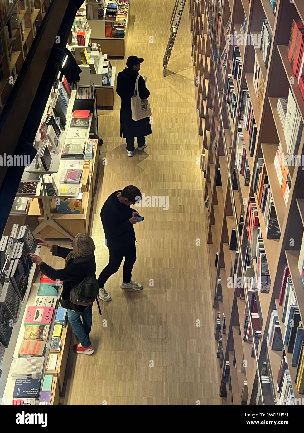 Looking down into the bookstore gift shop at the Museum of Modern Art ...