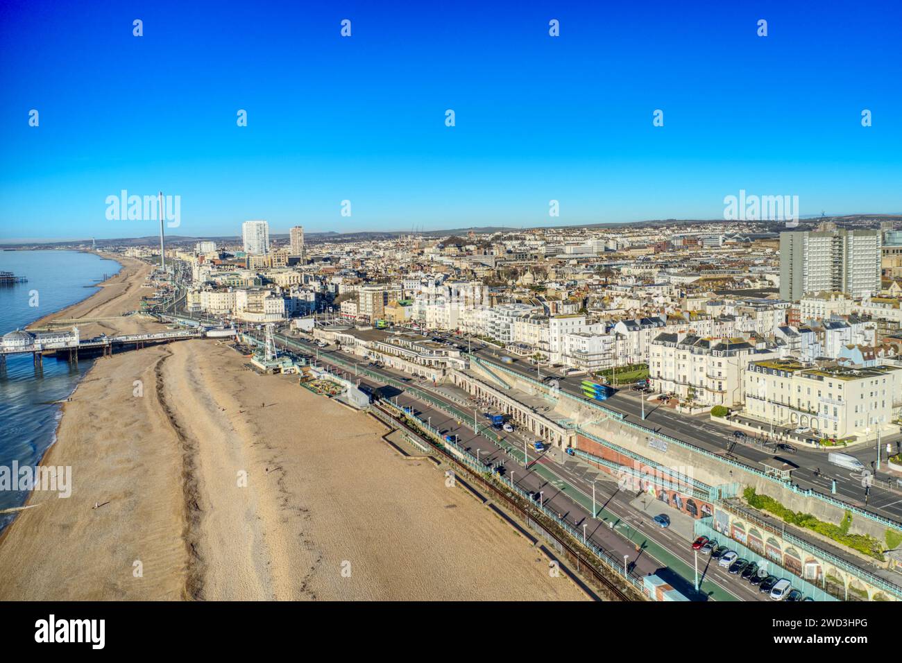 Aerial photo of Brighton Beach and Madeira Drive towards the Victorian ...