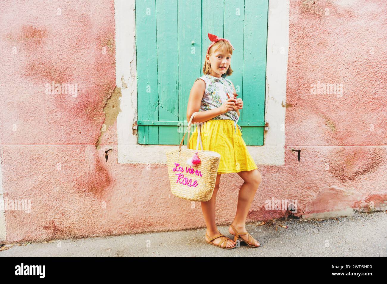 Sweet little girl enjoying summer vacation in Provence. Image taken in ...