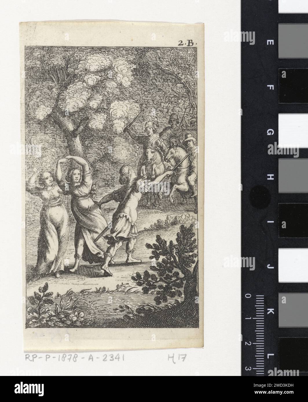 Man protects two women against an attack, Abraham Dircksz. Santvoort ...