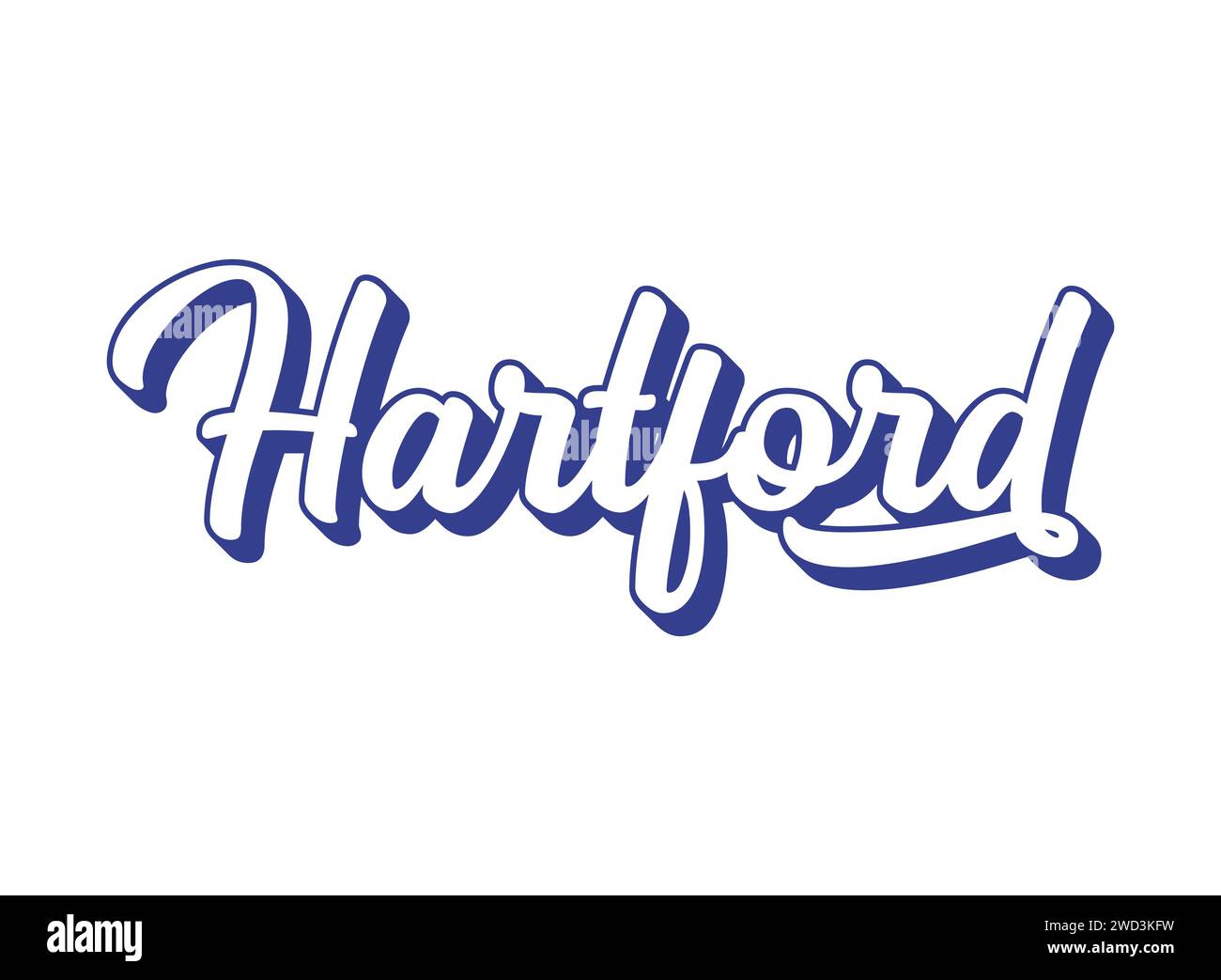 Handwritten word Hartford. Name of State capital of Connecticut . 3D ...