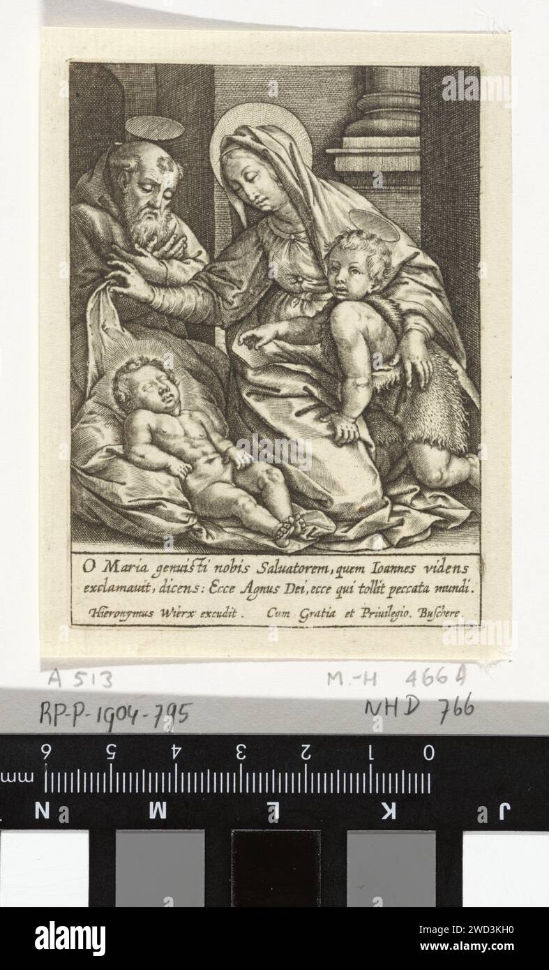 Holy family at the sleeping Christ child, Hieronymus Wierix, 1563 - Before 1619 print Maria ...