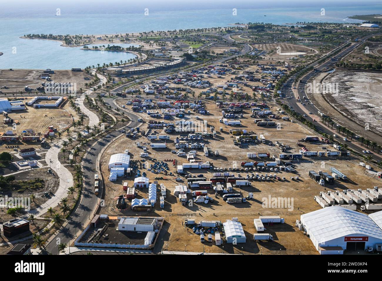 Yanbu, Arabie Saoudite. 18th Jan, 2024. Yanbu Bivouac and podium during ...