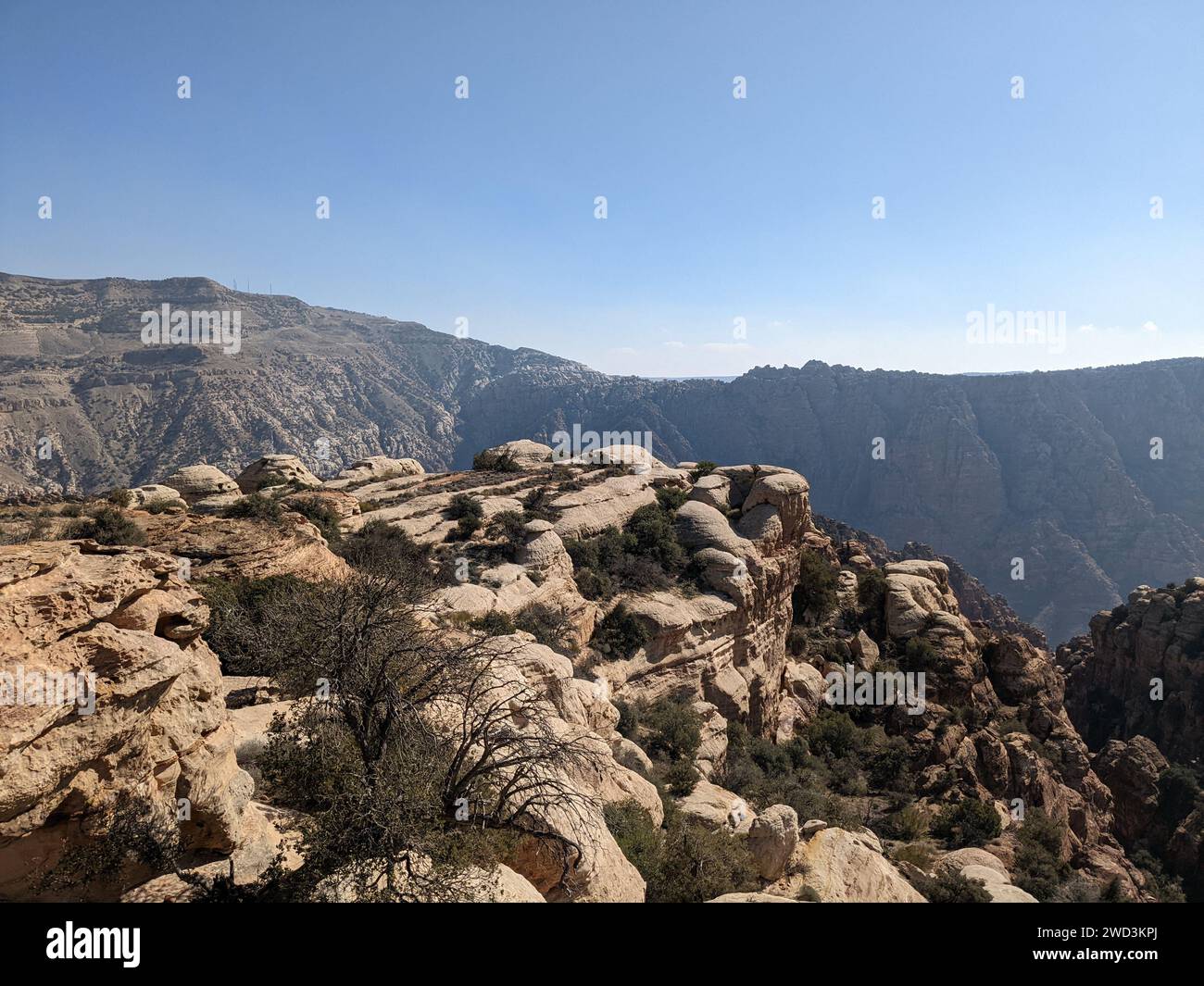 Panorama landscape view of Wadi Dana a large natural canyon, Wadi Araba ...