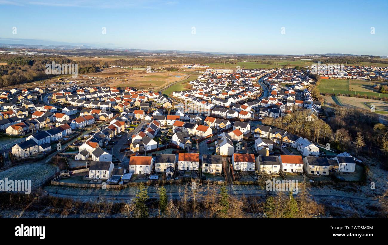 Aerial view of Calderwood village housing development, East Calder ...