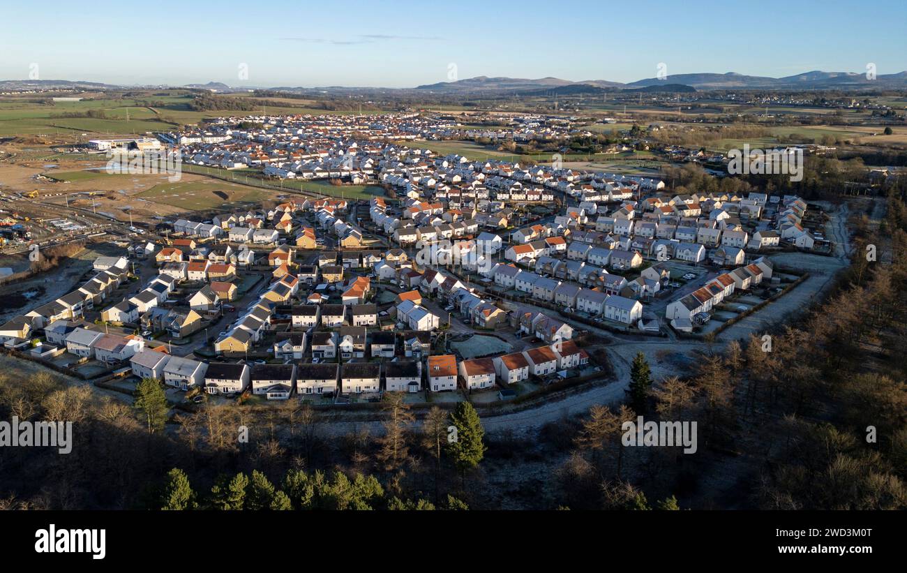 Aerial view of Calderwood village housing development, East Calder ...