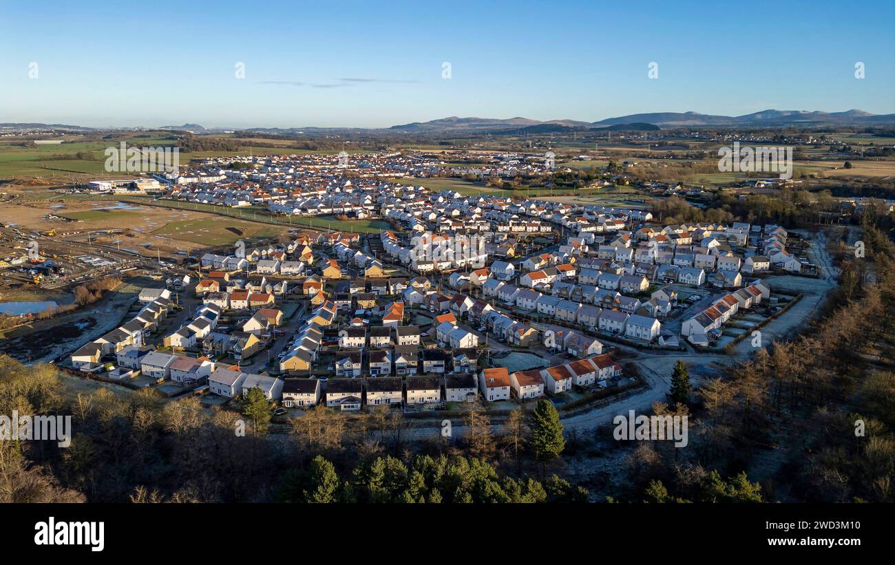 Aerial view of Calderwood village housing development, East Calder ...
