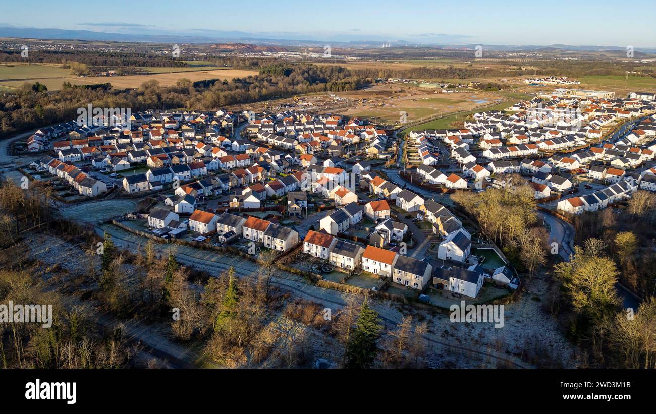 Aerial view of Calderwood village housing development, East Calder ...
