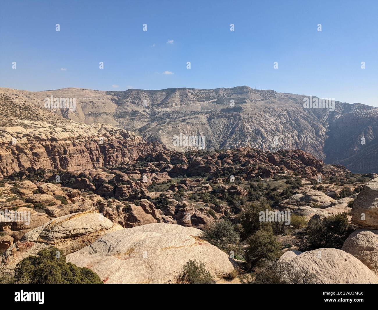 Panorama landscape view of Wadi Dana a large natural canyon, Wadi Araba ...