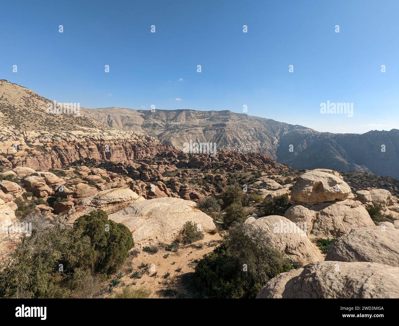 Panorama landscape view of Wadi Dana a large natural canyon, Wadi Araba ...