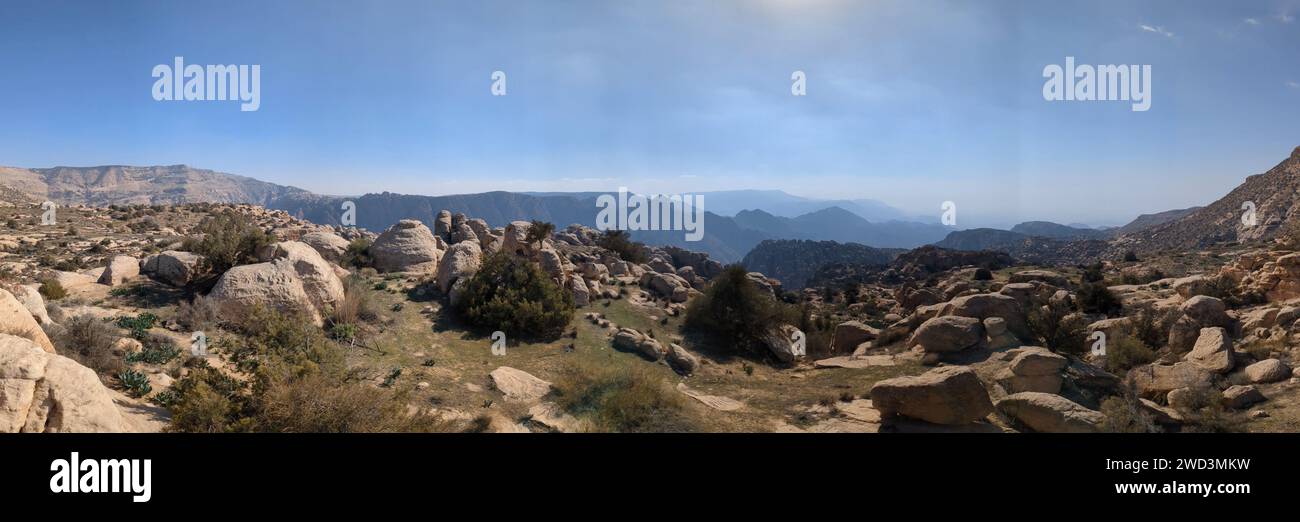 Panorama landscape view of Wadi Dana a large natural canyon, Wadi Araba ...