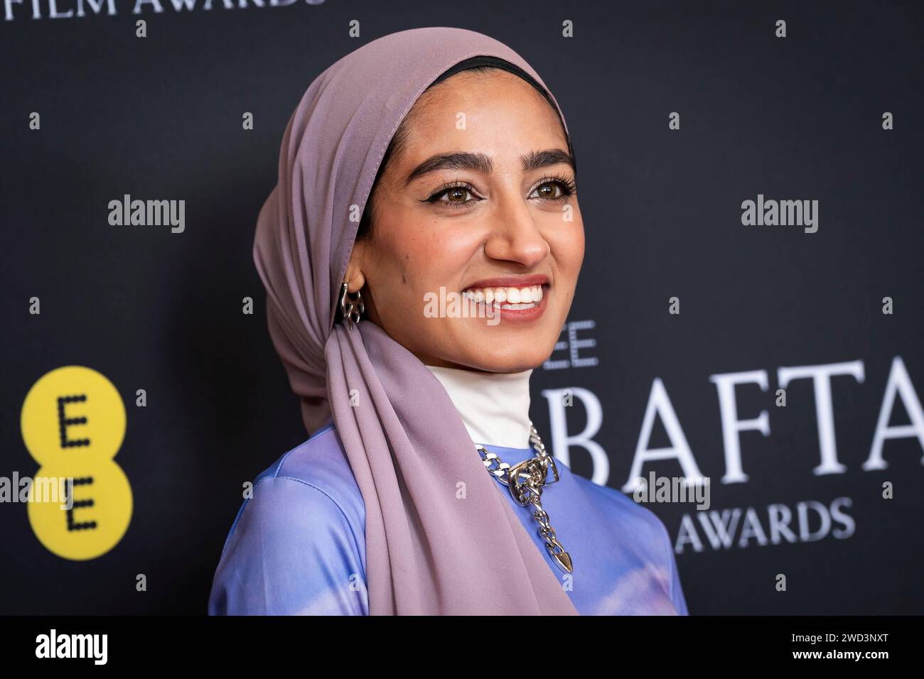 Zainab Jiwa poses for photographers following the BAFTA Film Awards ...
