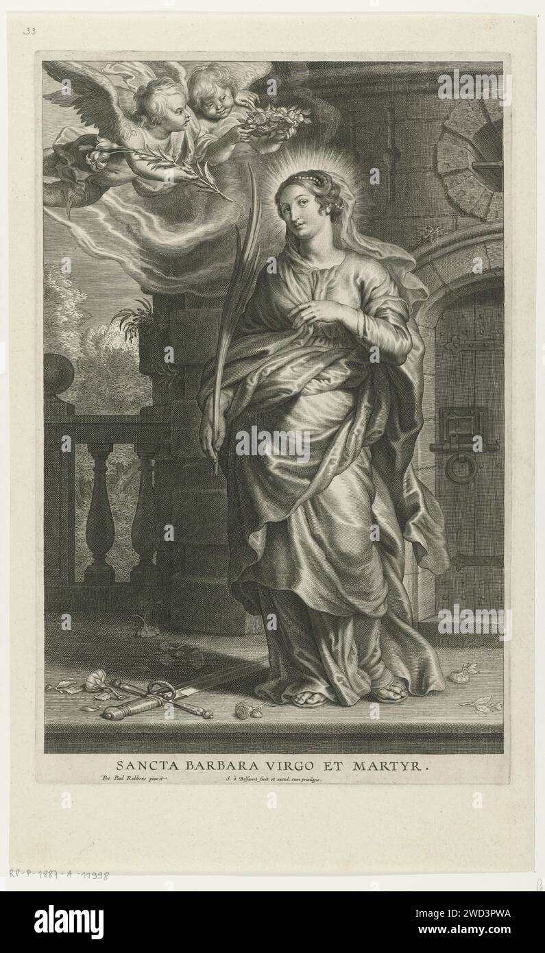 Saint Barbara as Marthelaes with Tower, Schelte Adamsz. Bolswert, after ...