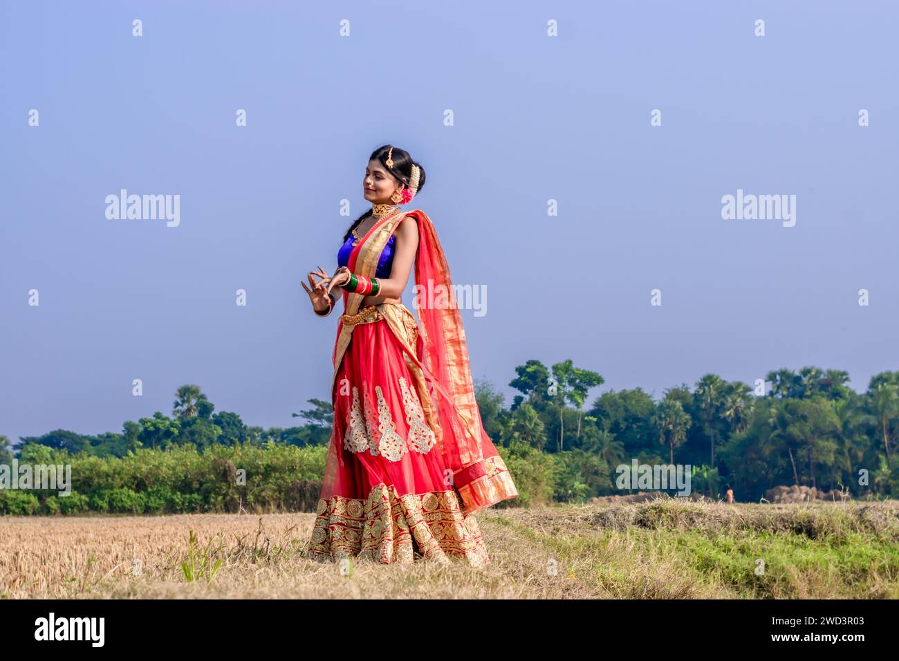 Indian rural girl smiling and enjoying nature. Freedom concept Stock ...