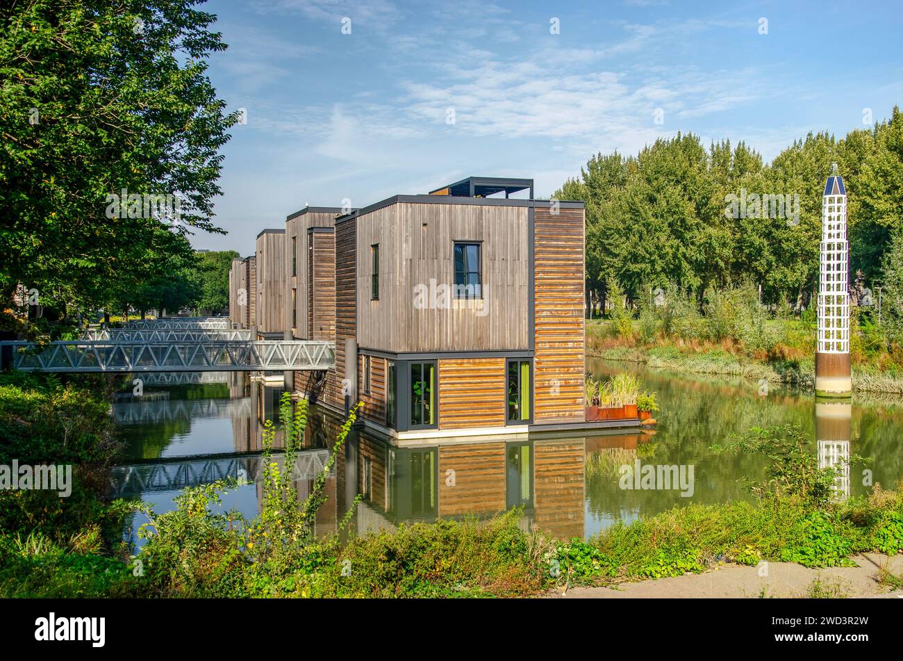 Rotterdam, The Netherlands, October 10, 2024: row of wood-cladded ...