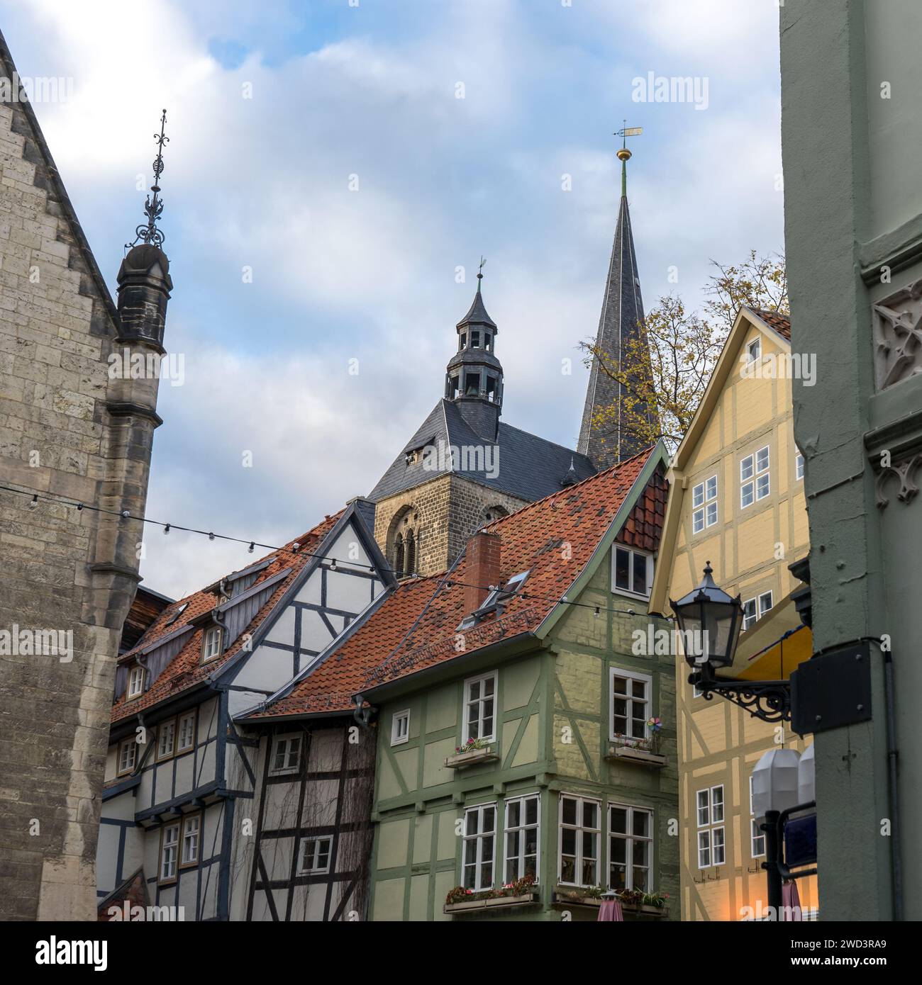 Colorful facades of half-timbered houses in the old town of Saxony ...