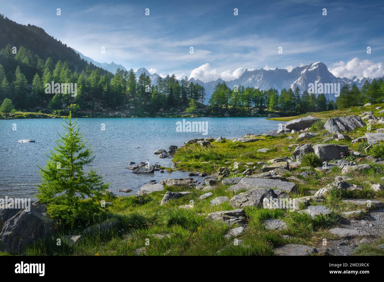 The Arpy Lake (Lago d'Arpy in italian) and the The Grandes Jorasses ...