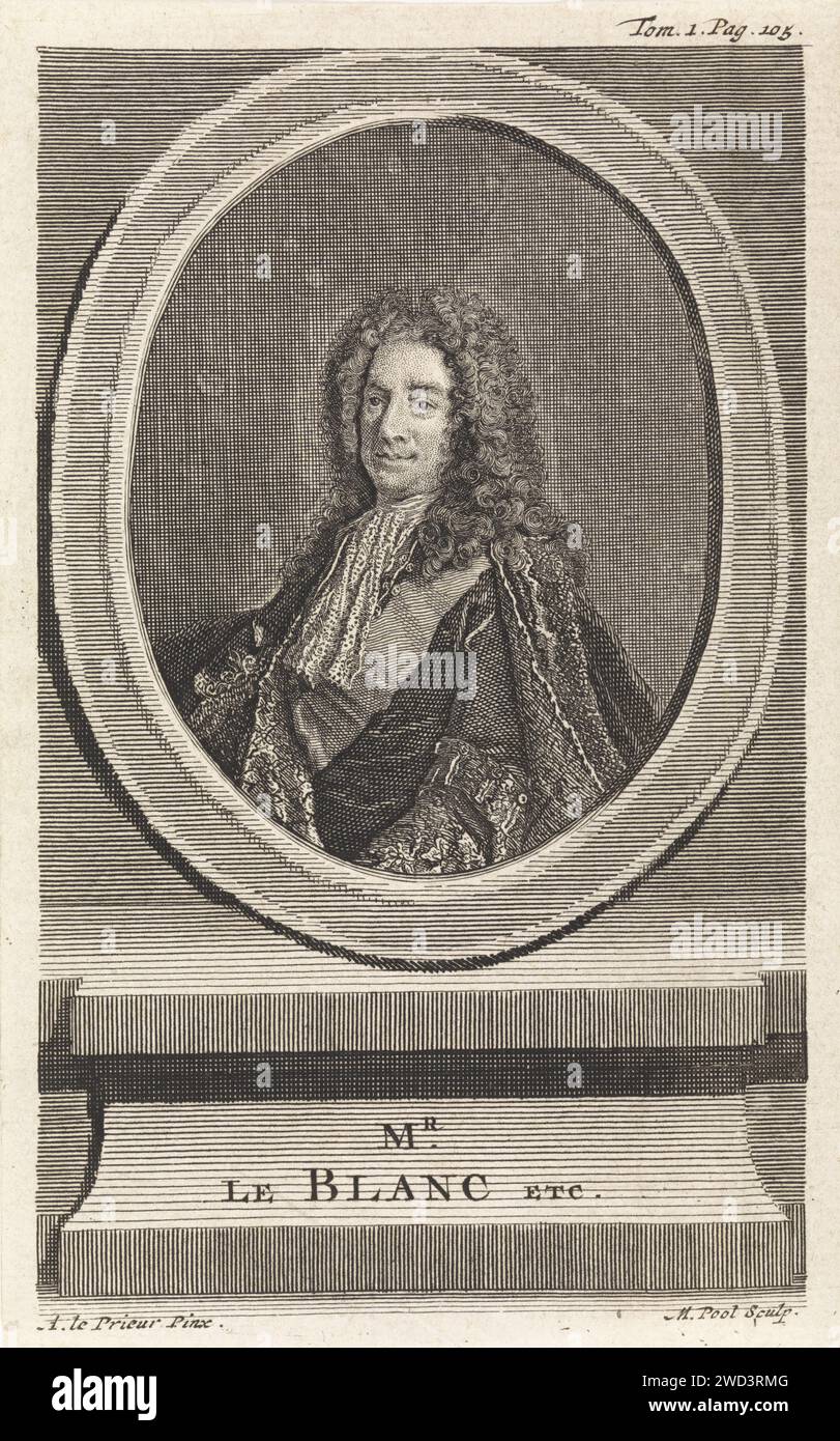 Portrait of Claude Le Blanc, Matthijs Pool, After Adrien Leprieur, 1696 ...