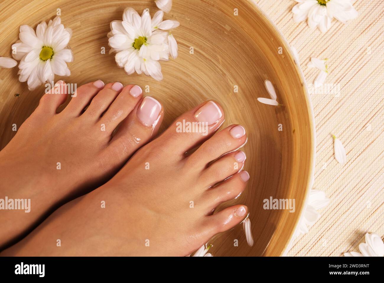 The picture of ideal done manicure and pedicure. Female hands and legs ...