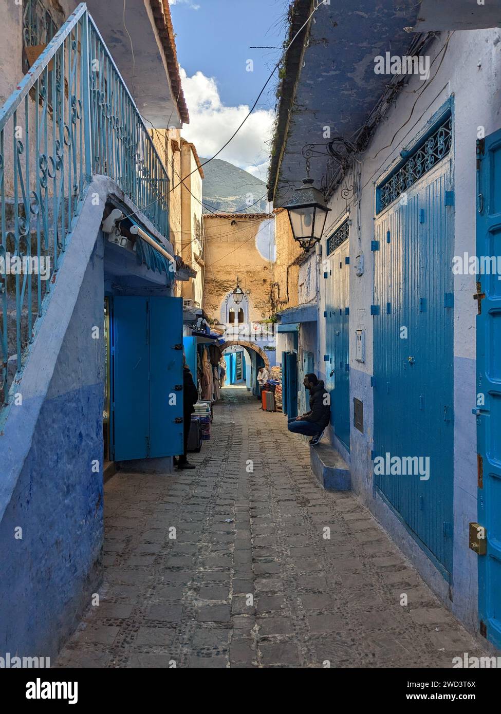 Amazing view of the streets in the blue city of Chefchaouen. Location ...