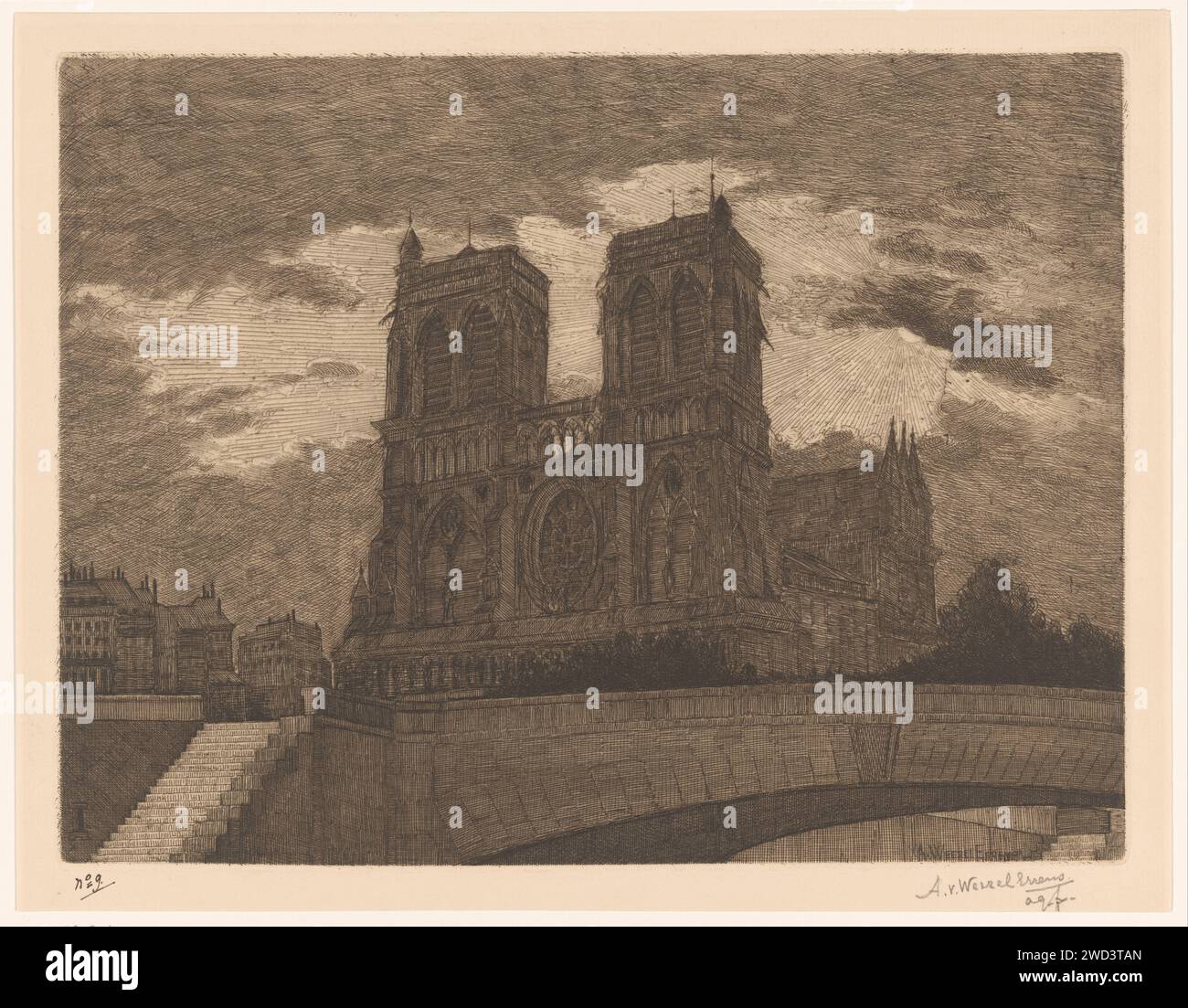 View of Notre -Dame in Paris, Adolphe P.H J. van Weezel Errens, 1876 ...