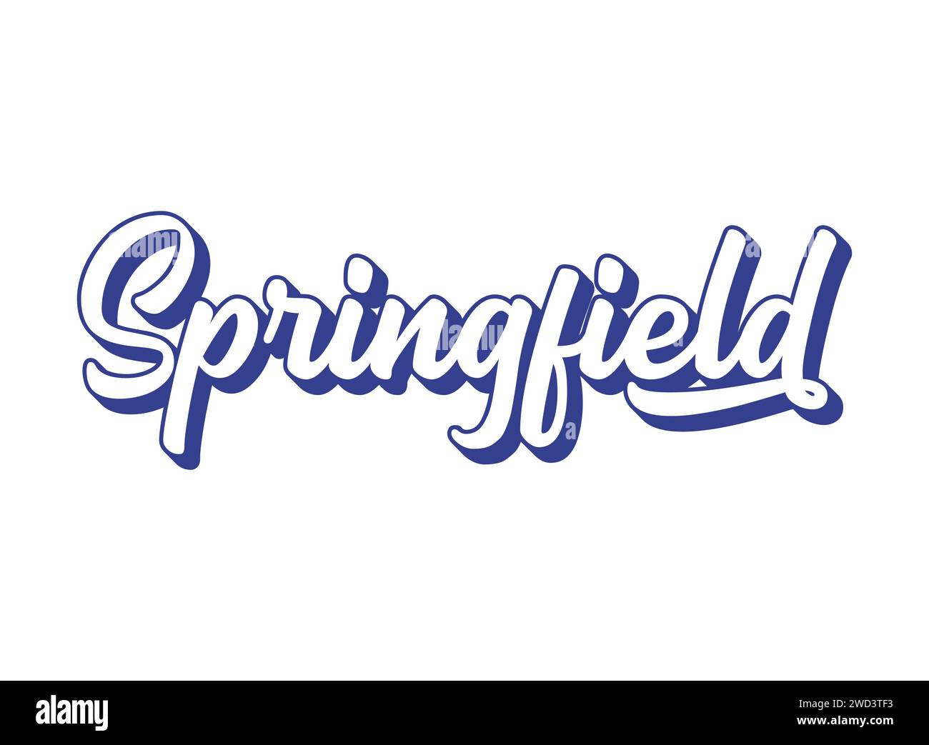 Handwritten word Springfield. Name of State capital of Illinois. 3D ...