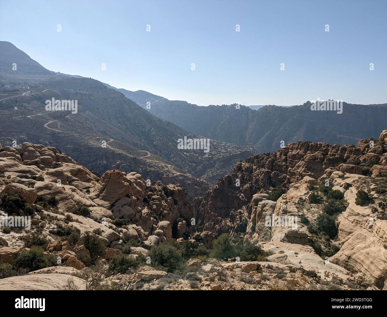 Panorama landscape view of Wadi Dana a large natural canyon, Wadi Araba ...
