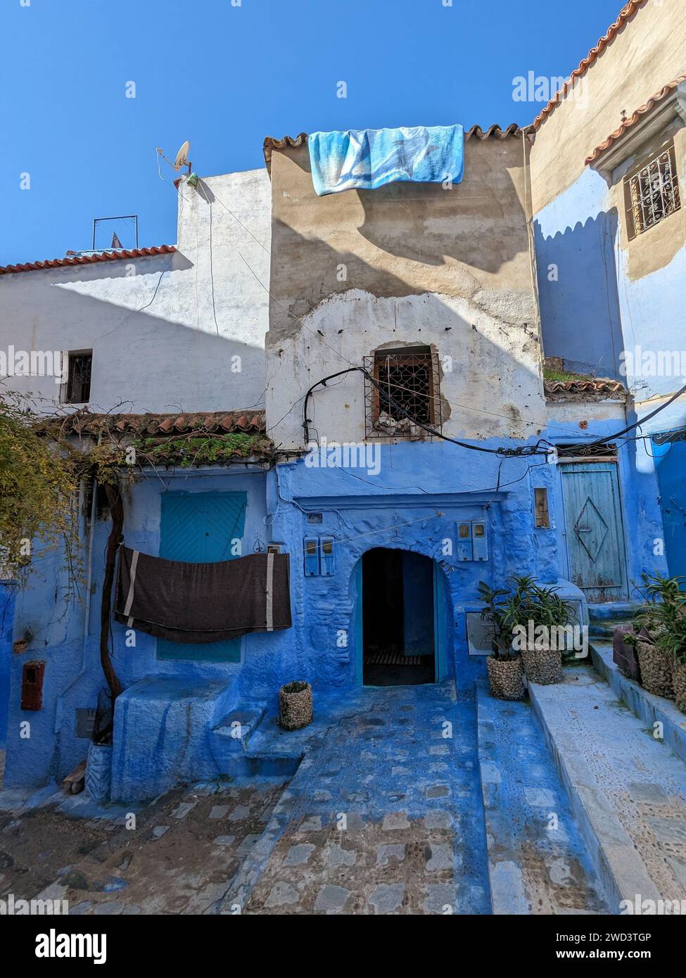 Amazing view of the streets in the blue city of Chefchaouen. Location ...