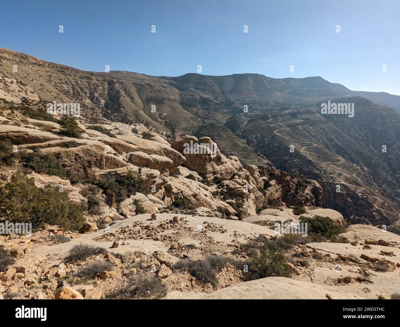 Panorama landscape view of Wadi Dana a large natural canyon, Wadi Araba ...