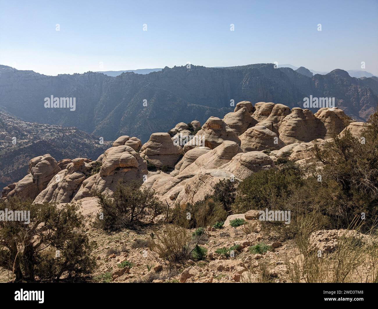 Panorama landscape view of Wadi Dana a large natural canyon, Wadi Araba ...